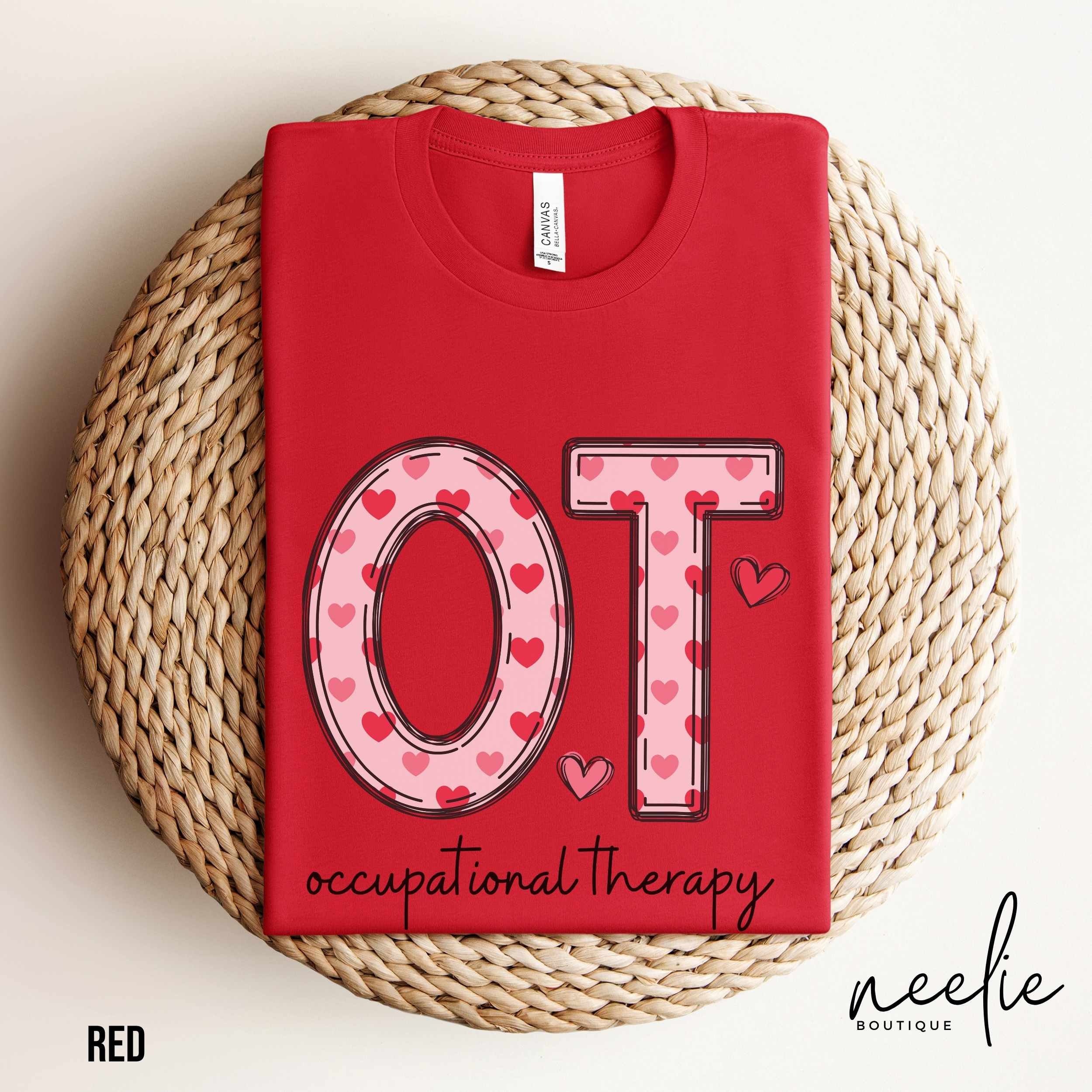 OT Valentines Day T-shirt, Occupational Therapy Doodle Letters Hearts ...