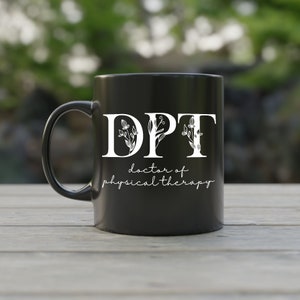 DPT Doctor of Physical Therapy Mug, DPT Floral Botanical Letters Coffee ...