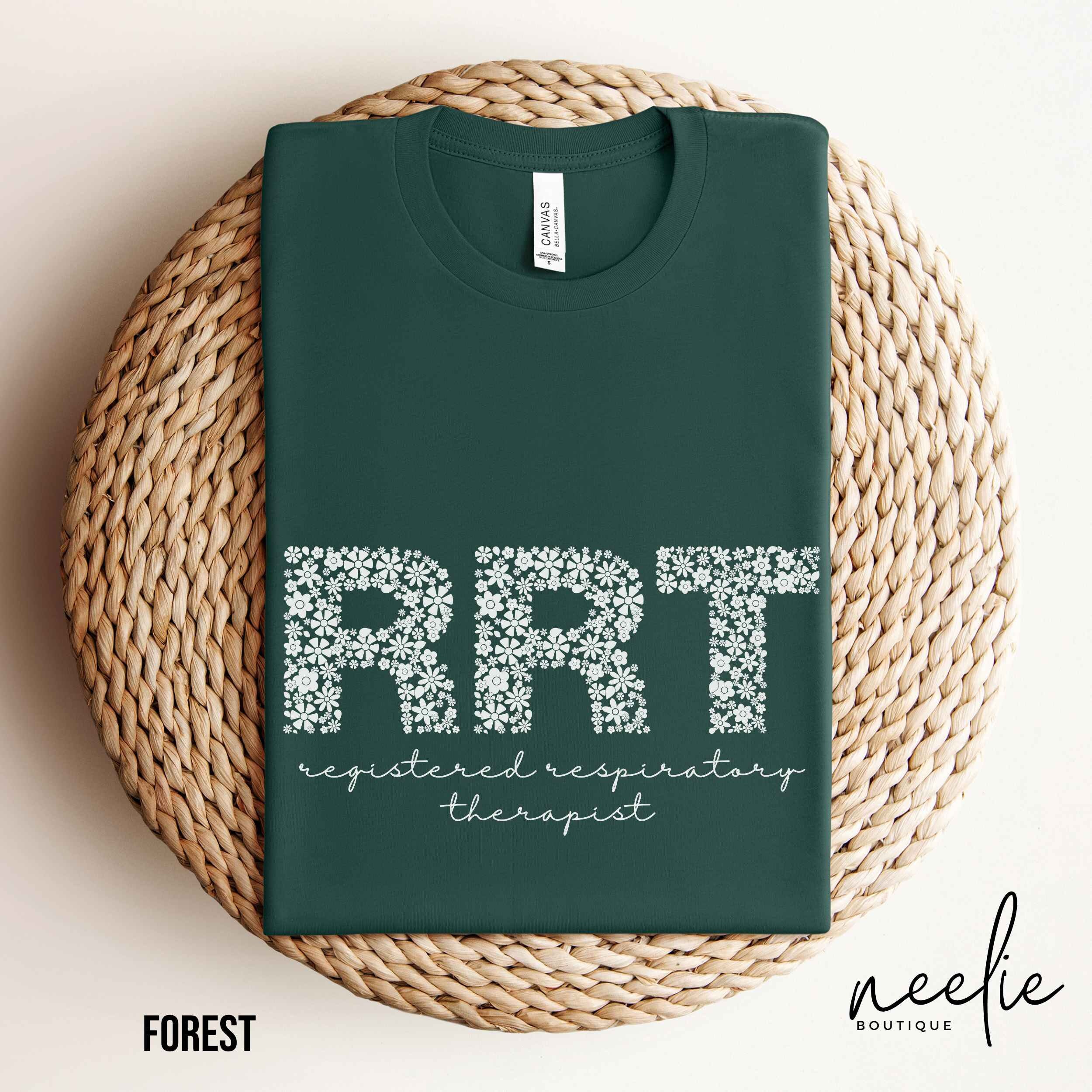 Registered Respiratory Therapist T-shirt, RRT White Flower Letters ...