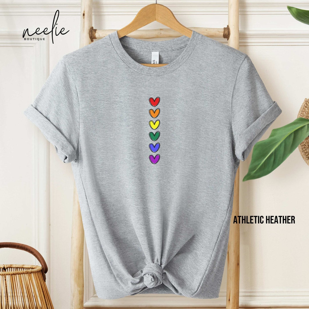 Subtle Pride Shirt Discreet Pride Month T-shirt, Rainbow Hearts Pride ...