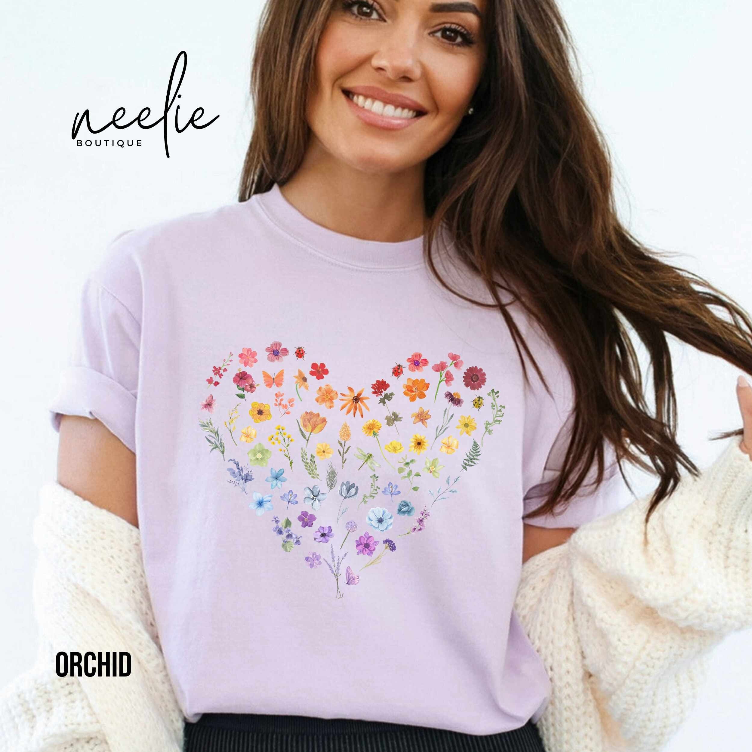Subtle Pride Comfort Colors Rainbow Wildflower Heart Shirt, Floral ...