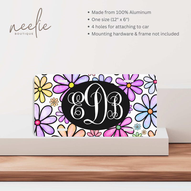 Floral License Plate - Etsy