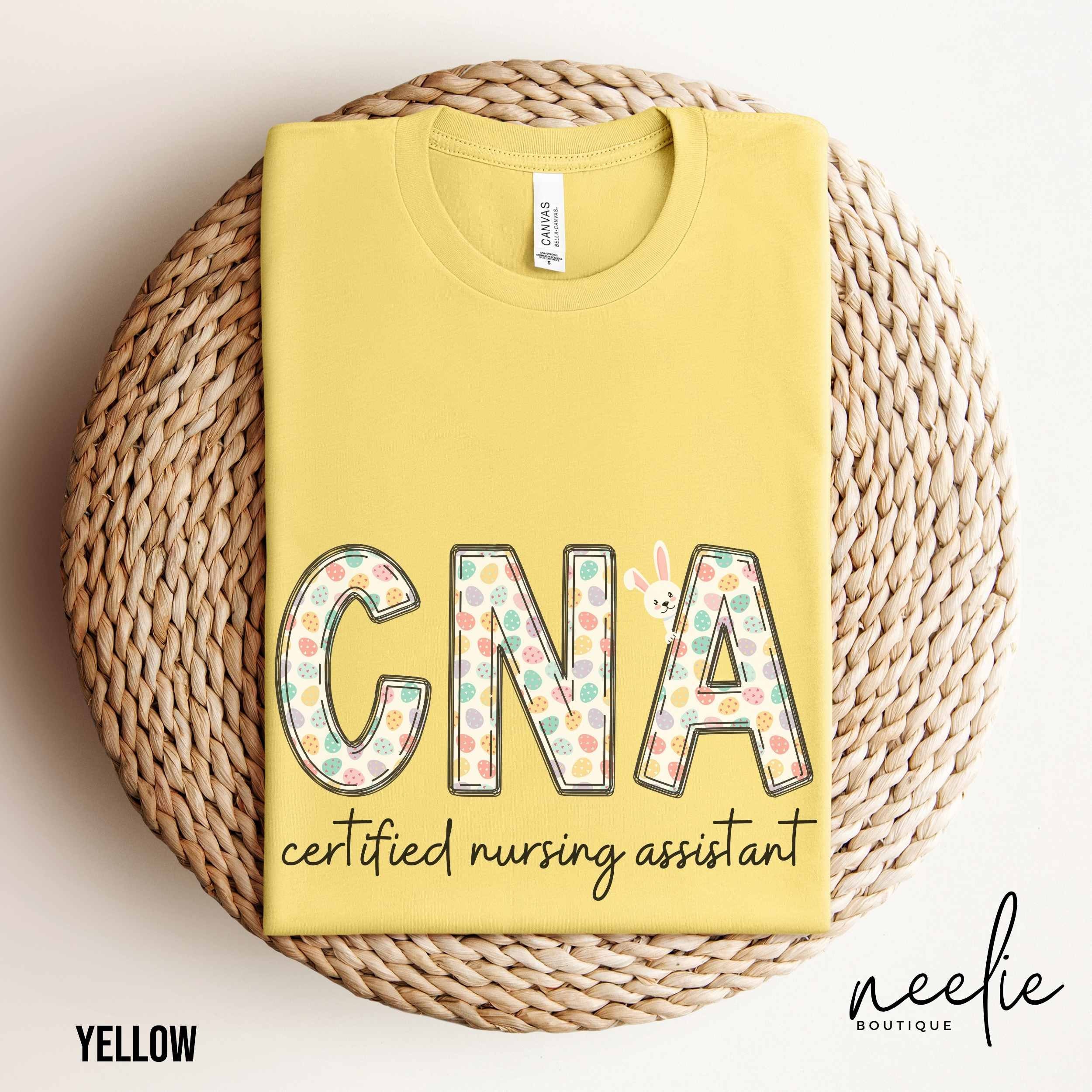 CNA Certified Nursing Assistant Easter T-shirt, Doodle Letters Bunny ...