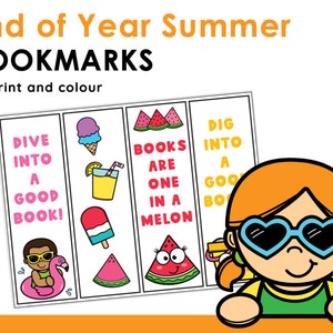 End of Year Summer Bookmarks, Printable Summer Bookmarks, Bookmarks for ...