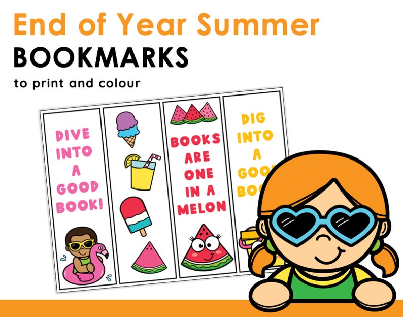 End of Year Summer Bookmarks, Printable Summer Bookmarks, Bookmarks for ...