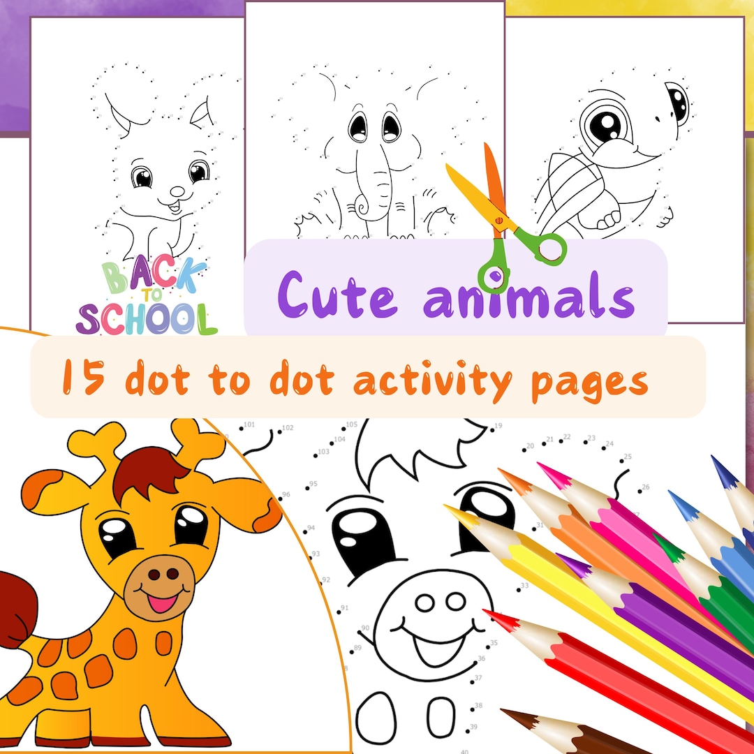 Cute Animals Dot to Dot Activity Page for Kids, Dot to Dot Printable ...