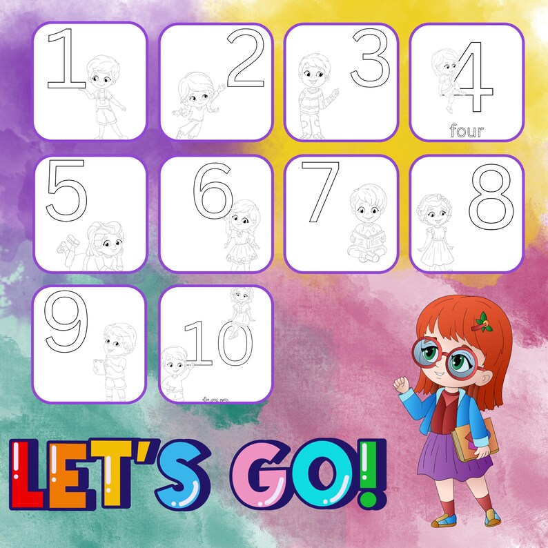 Number Coloring Book, Numbers Worksheet for Kids, Learning Numbers, 123 ...