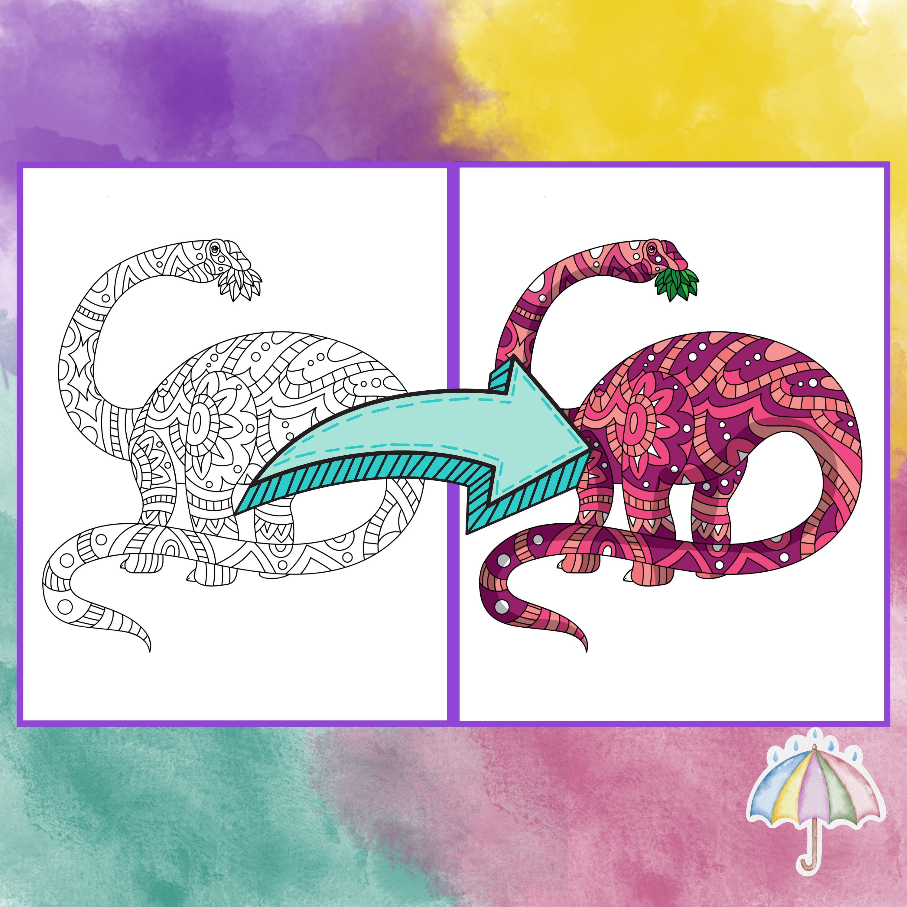 Dinosaur Mandala Coloring Page, Dino Colouring Book, PDF Printable File ...