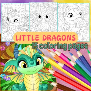 Dragon Coloring Book, Animals Coloring Book for Kids, Birthday Party ...