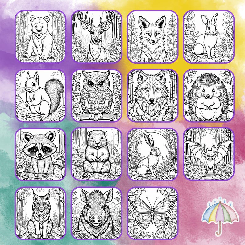 Forest Animals Coloring Pages, Fun Activity for Kids and Adults ...