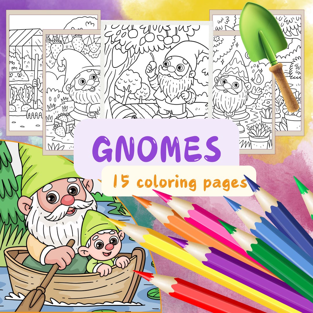 Gnomes Coloring Book: Magical Garden Adventure (PDF Printable) - Etsy