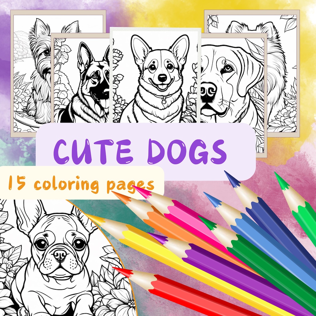 Cute Dogs Coloring Page, Canine Education for Kids, Dog Breeds, Dog ...
