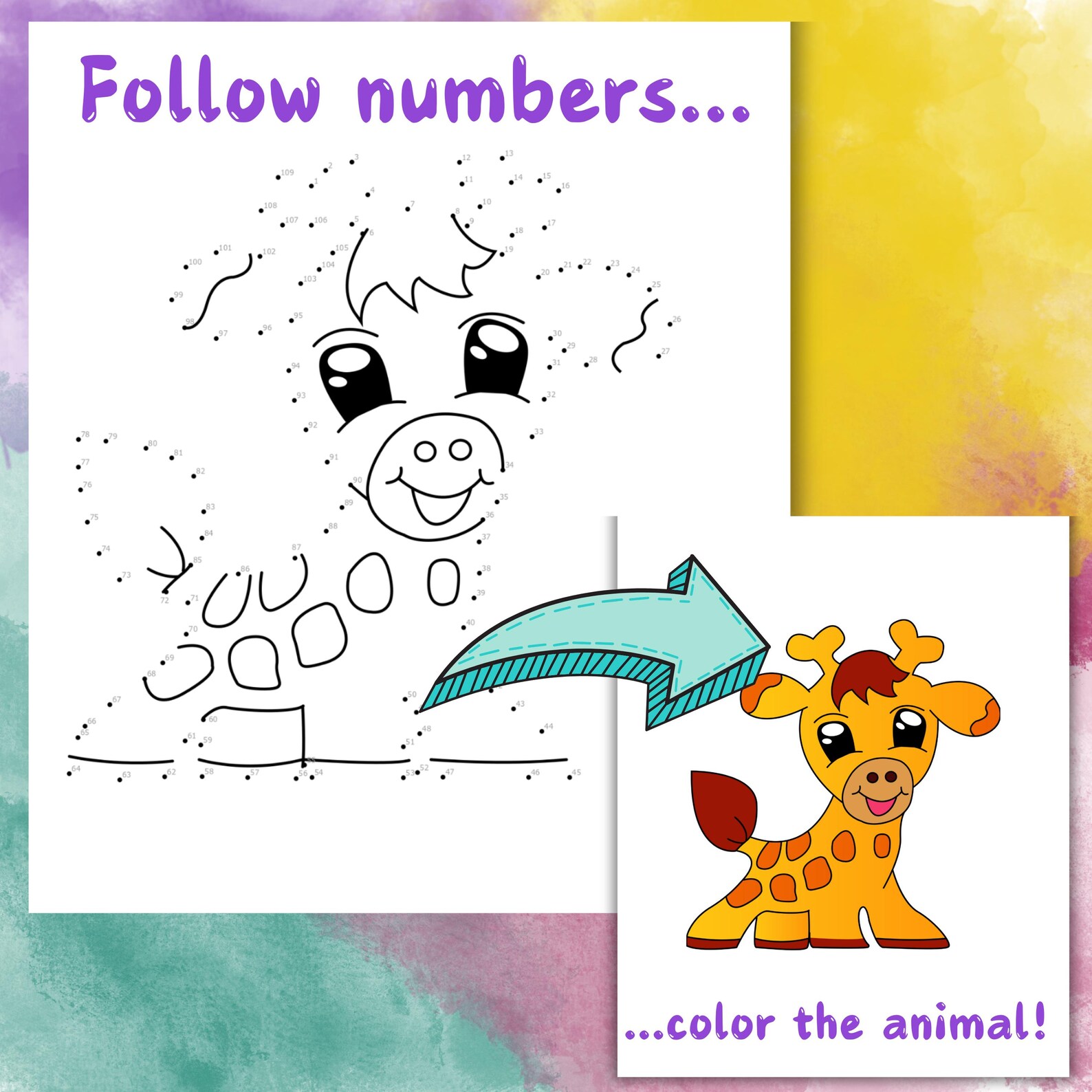 Cute Animals Dot to Dot Activity Page for Kids, Dot to Dot Printable ...