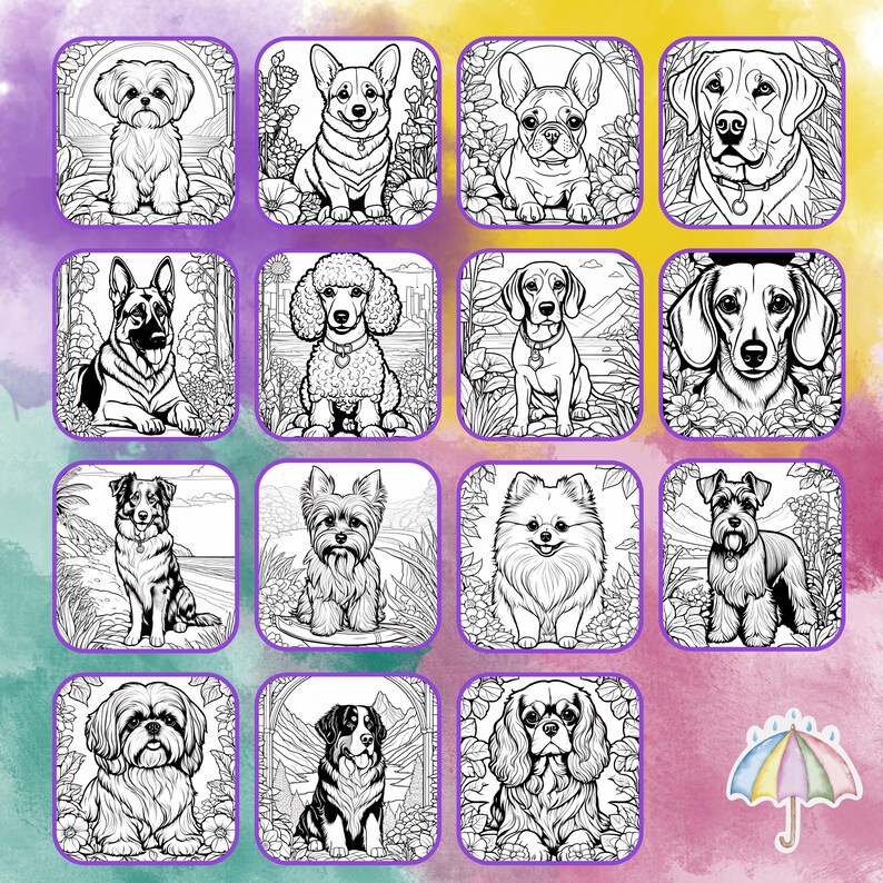 Cute Dogs Coloring Page, Canine Education for Kids, Dog Breeds, Dog ...