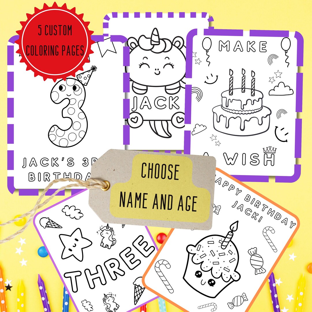 Customizable Birthday Coloring Pages, Birthday Coloring Page for Kids ...