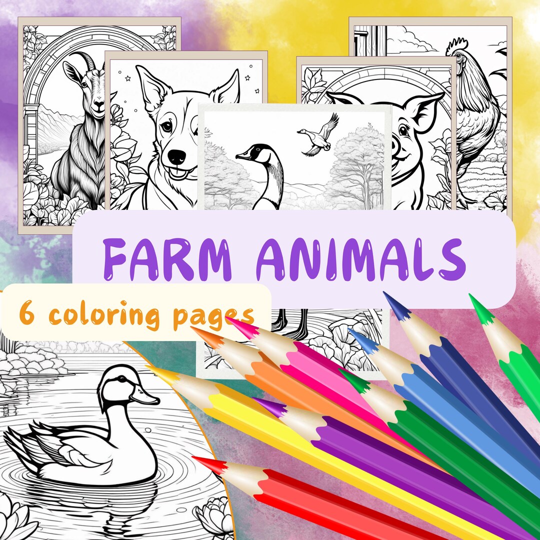 Farm Animals Coloring Pages, Fun Activity for Kids and Adults, Birthday ...