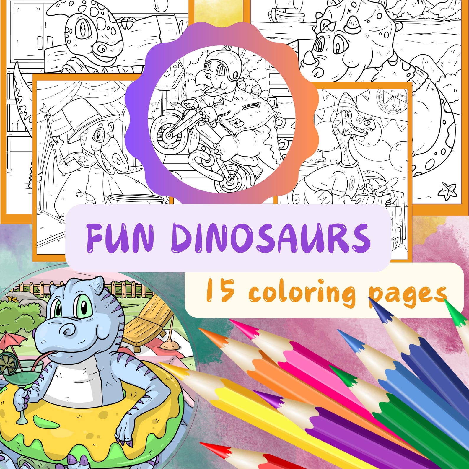 Dinosaur Coloring Book, Dinosaur Colouring Pages, Kids Coloring Sheet ...