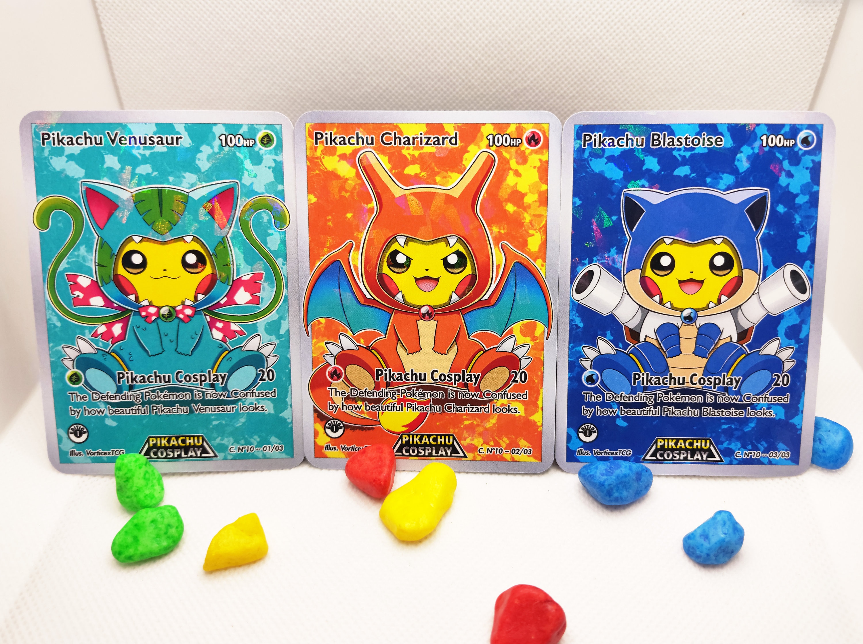 Pikachu Poncho PACK 3 CARDS Custom Cards - Etsy