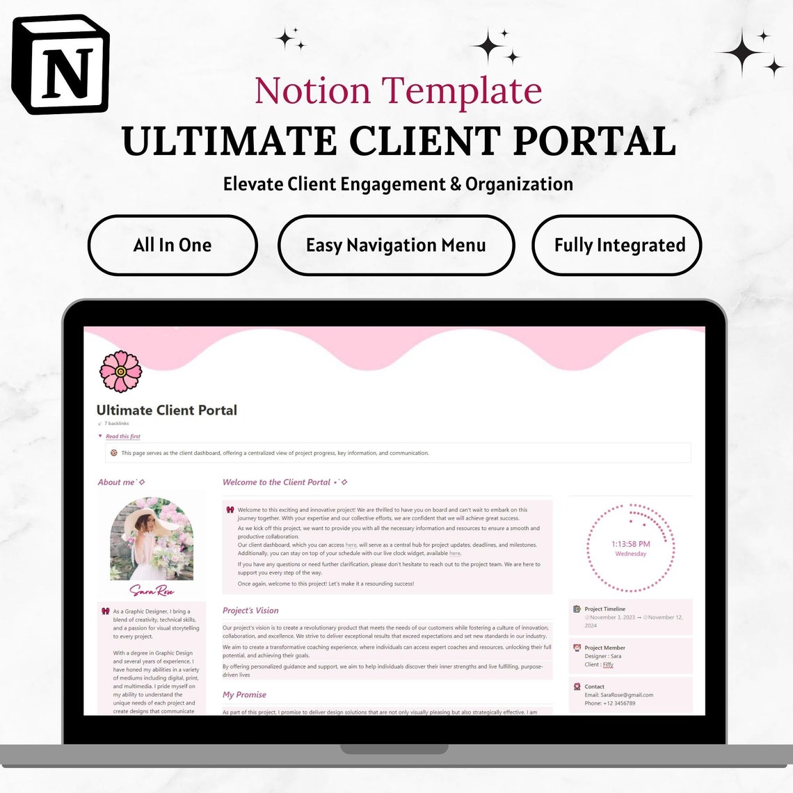 Notion Template Client Portal, Client Dashboard Project Tracker, Client ...