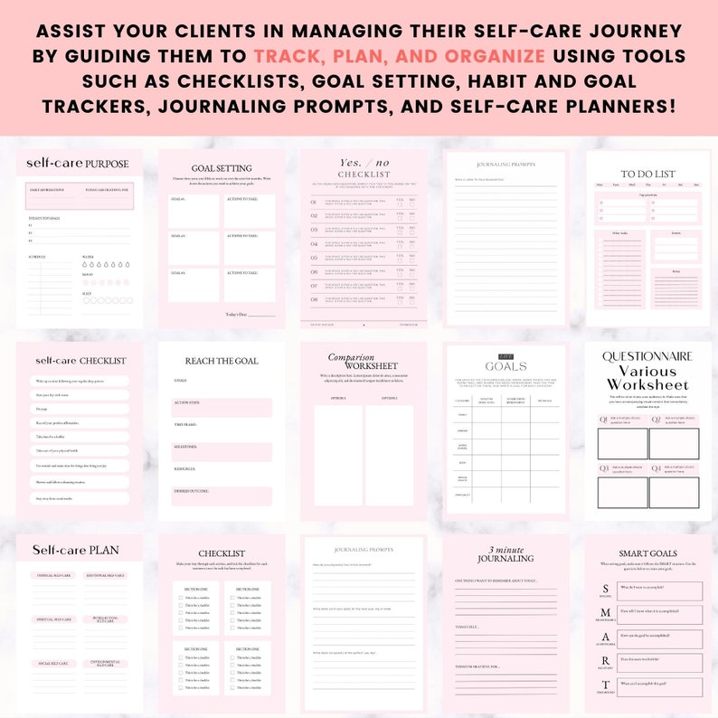 Coaching Worksheet Canva Template Bundle | Life Coach Workbook Tools ...