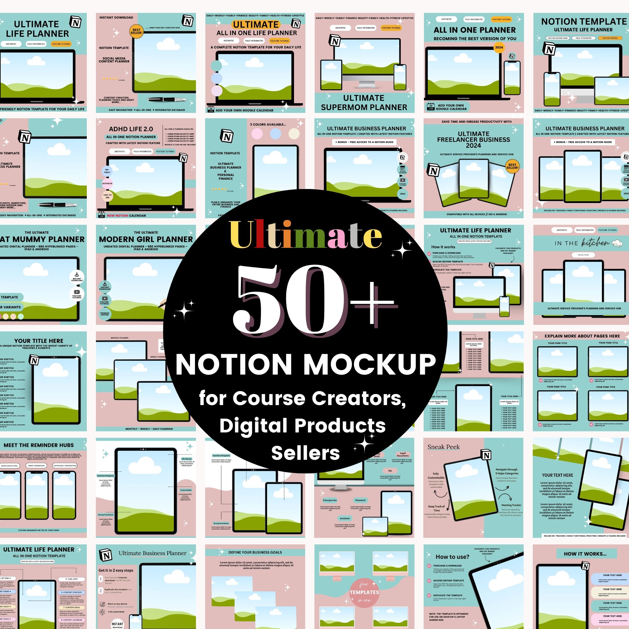 50+ Notion Mockup Canva Template for Coaches, Course Creator Mockup ...