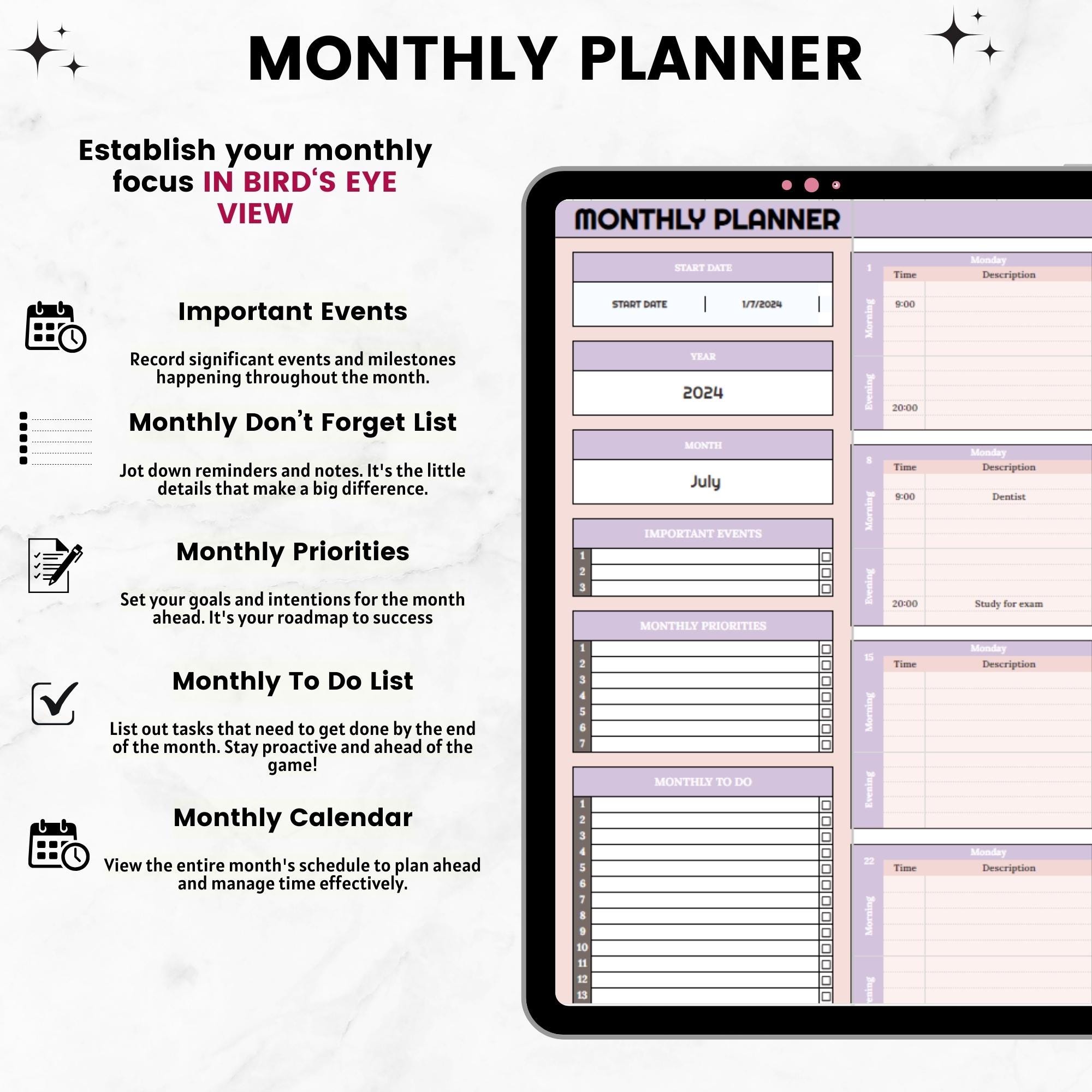 Daily Spreadsheet Google Sheet Monthly Calendar Template, Daily Routine ...