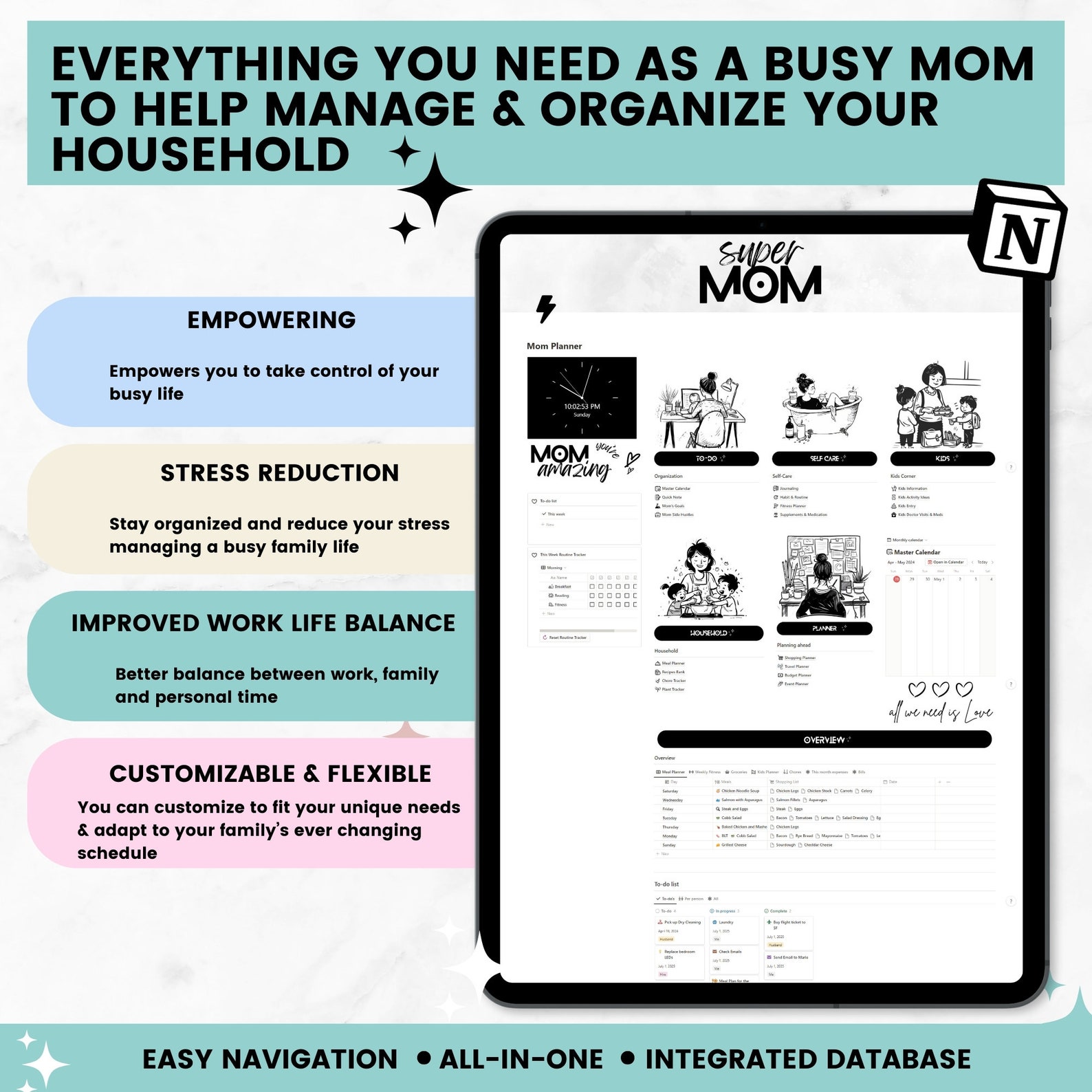 MOM Planner Notion Template, Family Notion Template, Habit Tracker, Mom ...
