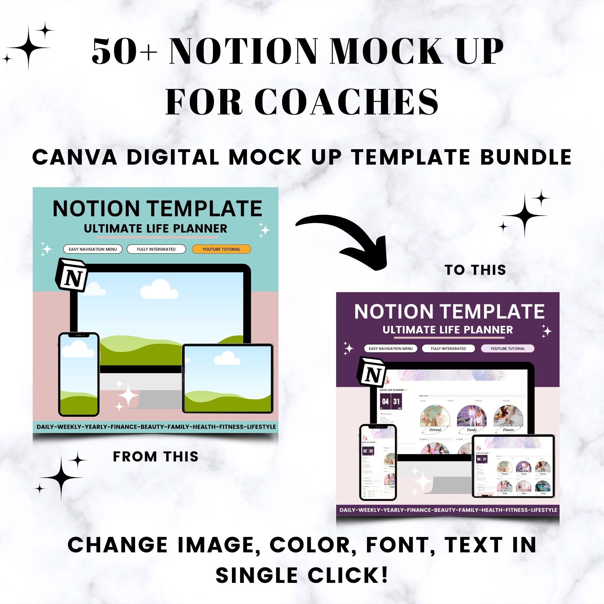 50+ Notion Mockup Canva Template for Coaches, Course Creator Mockup ...