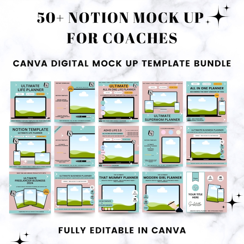 50+ Notion Mockup Canva Template for Coaches, Course Creator Mockup ...
