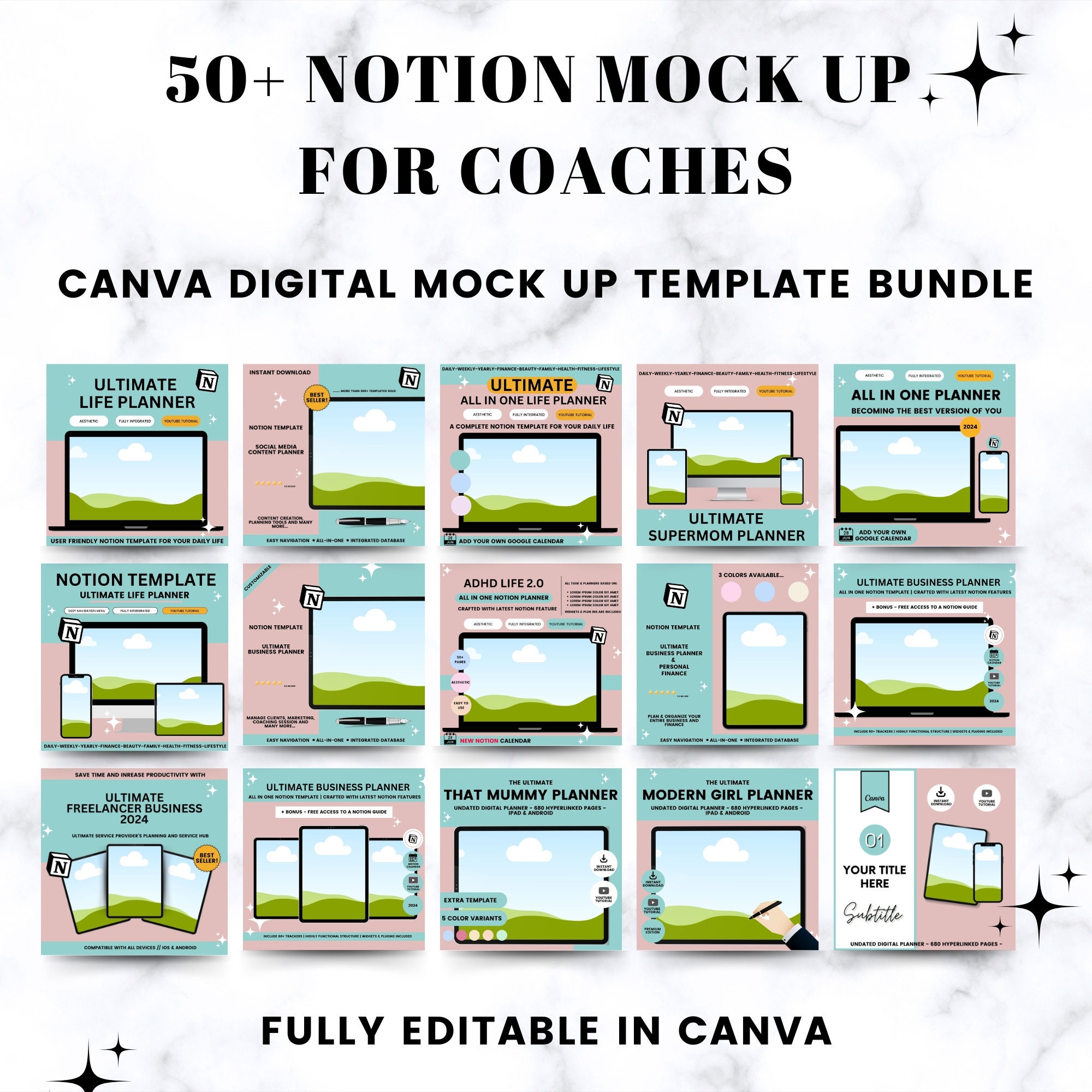 50+ Notion Mockup Canva Template for Coaches, Course Creator Mockup ...