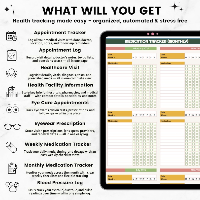 Medical Binder, Health Wellness Tracker Spreadsheet, Chronic Illness ...