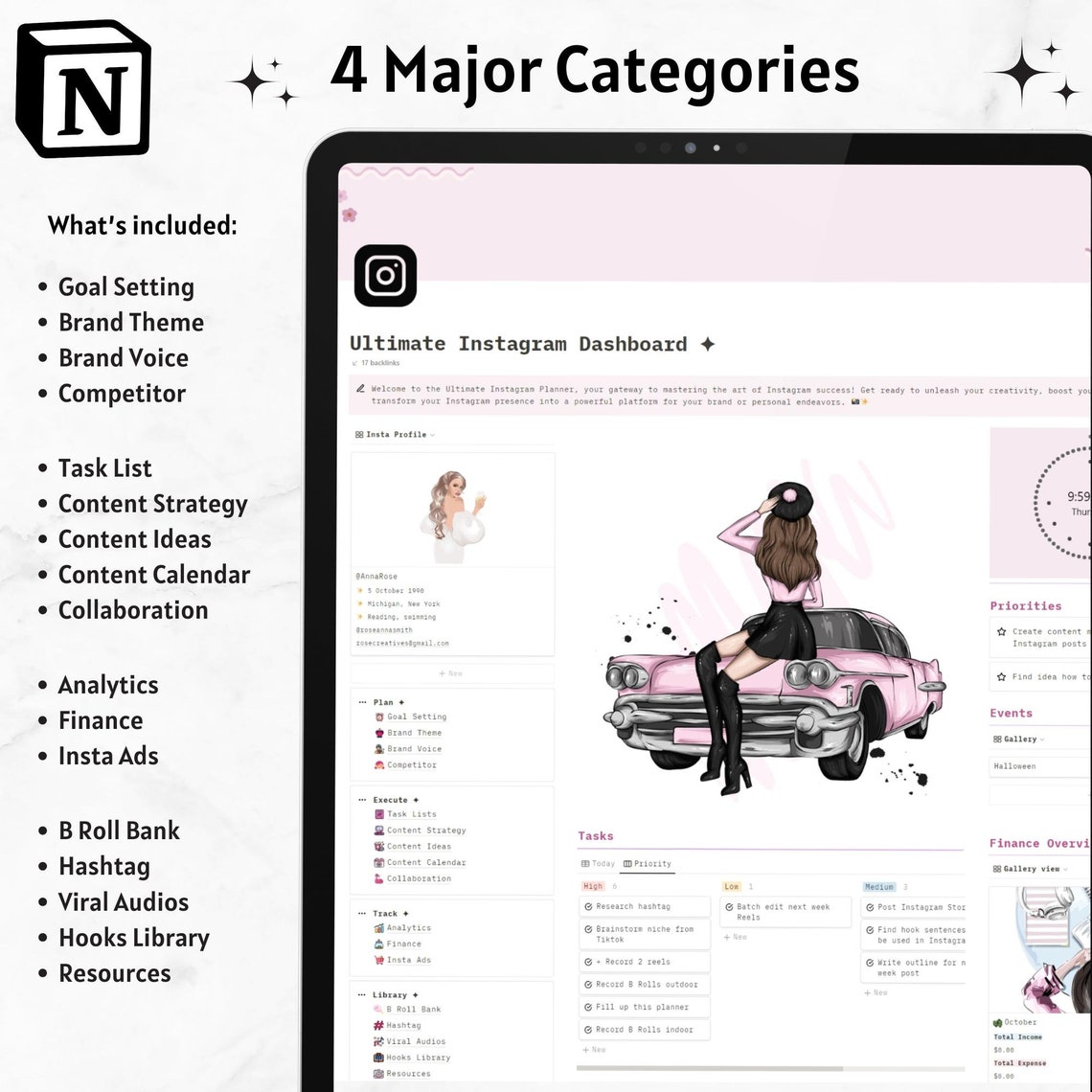 Notion Template Ultimate Instagram Planner Social Media Content ...