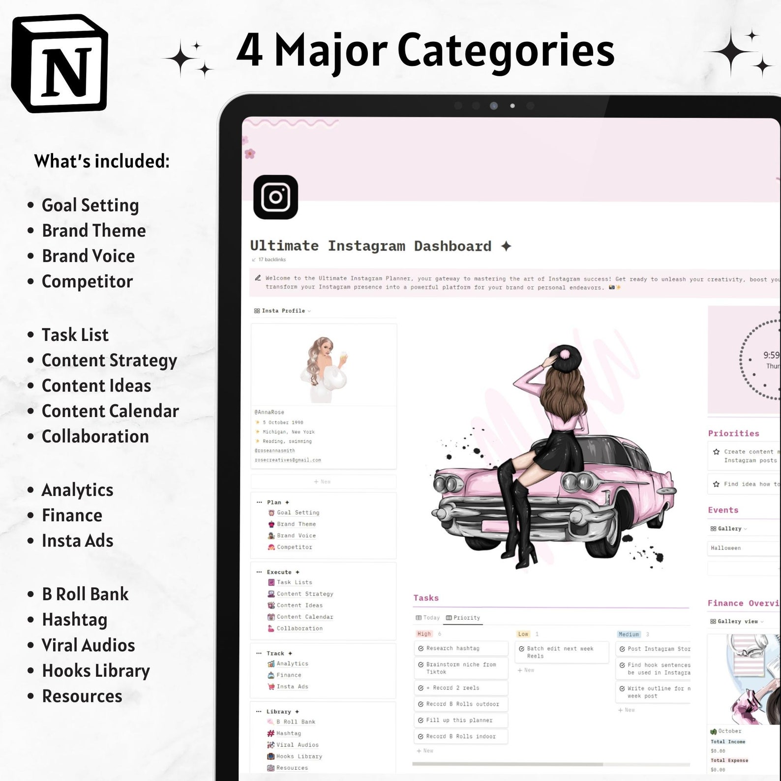 Notion Template Ultimate Instagram Planner | Social Media Content ...