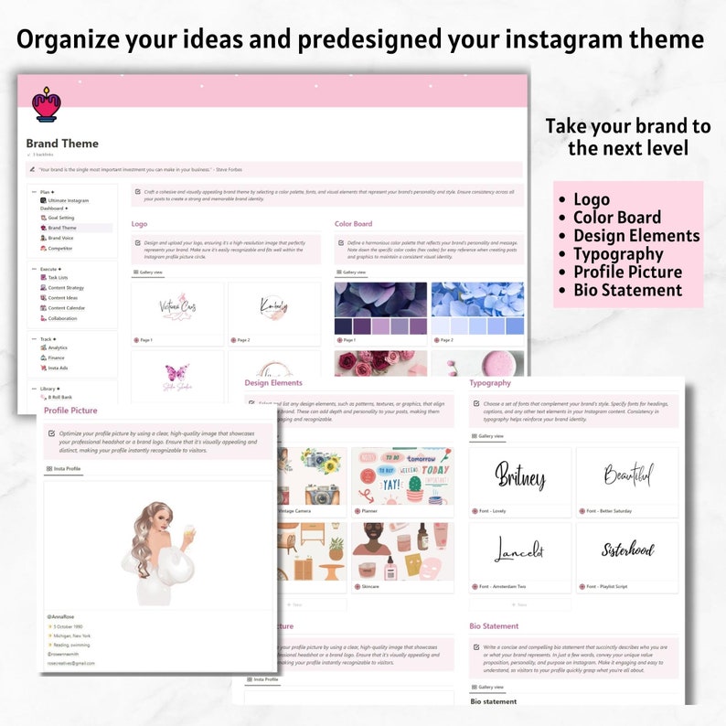 Notion Template Ultimate Instagram Planner | Social Media Content ...