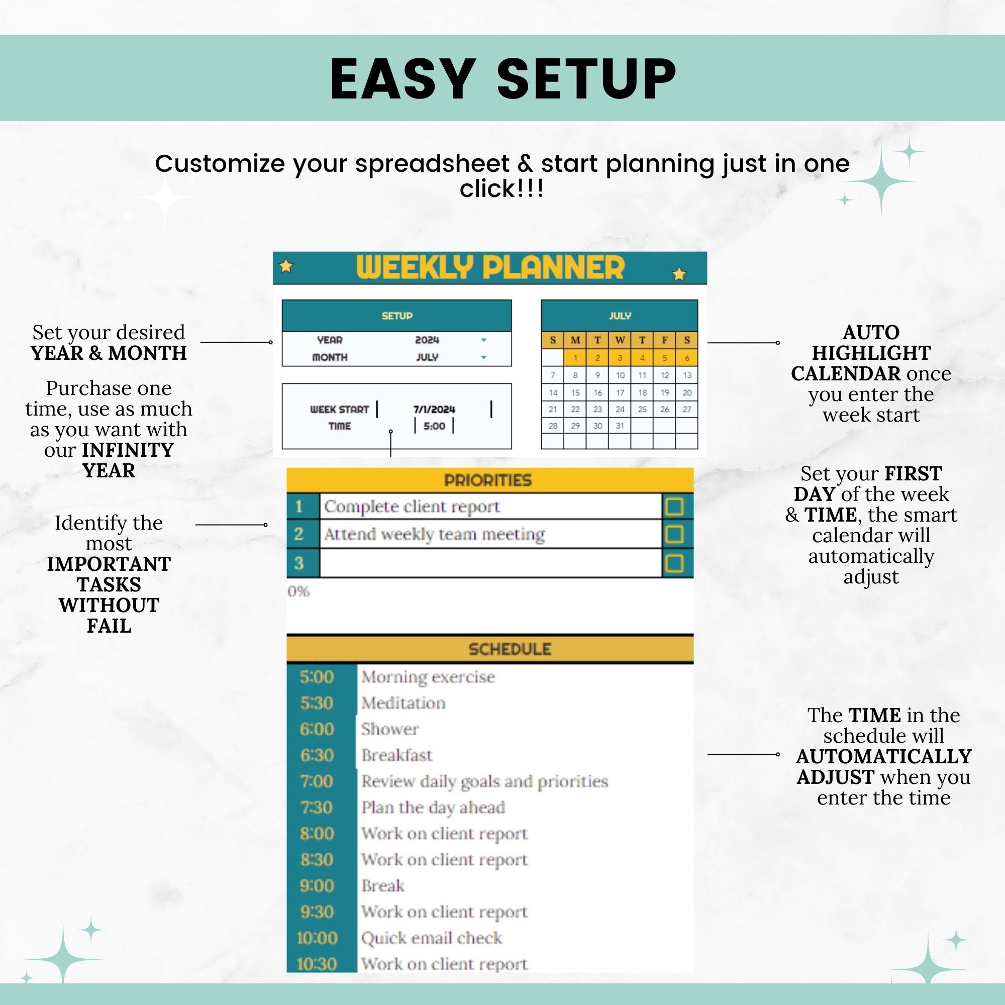 Daily Spreadsheet Google Sheet Monthly Calendar Template, Daily Routine ...