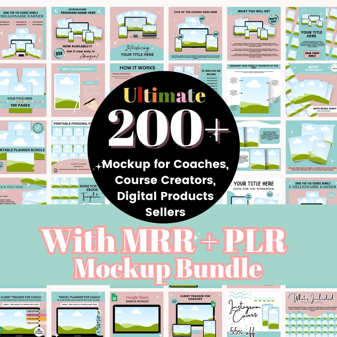 MRR + PLR 200+ Mockup Canva Template for Coach, Course Creator Mockup ...