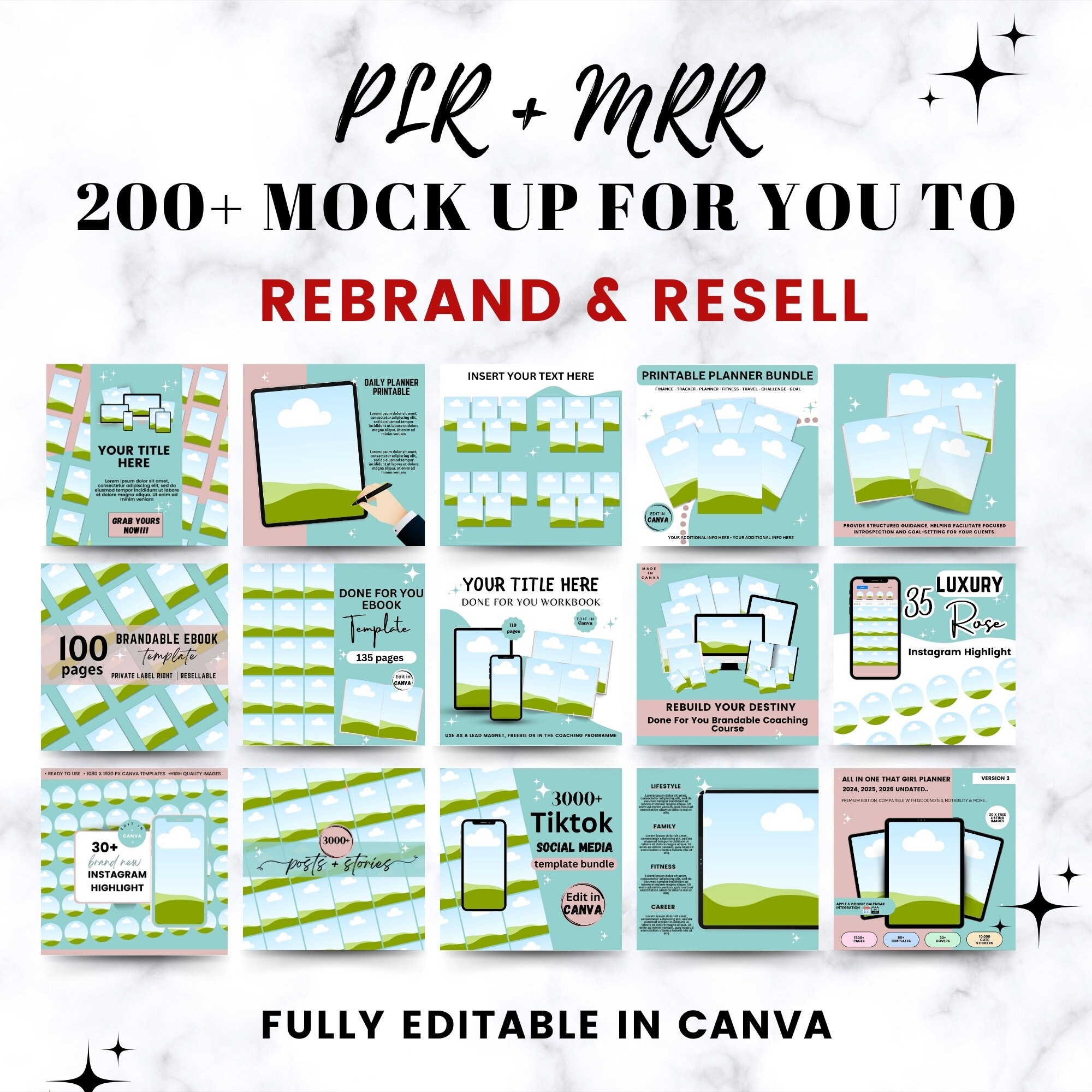 MRR + PLR 200+ Mockup Canva Template for Coach, Course Creator Mockup ...