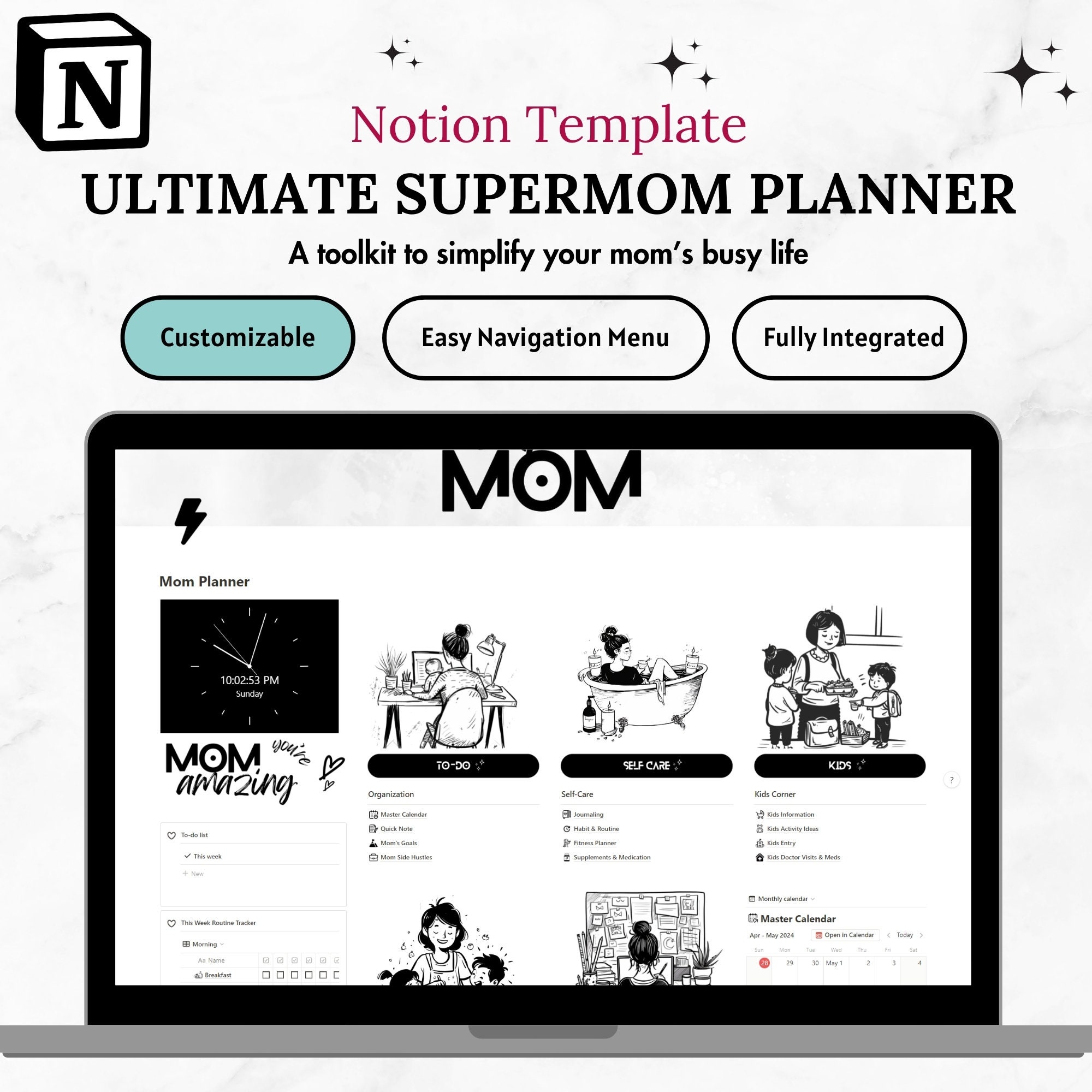 MOM Planner Notion Template, Family Notion Template, Habit Tracker, Mom ...