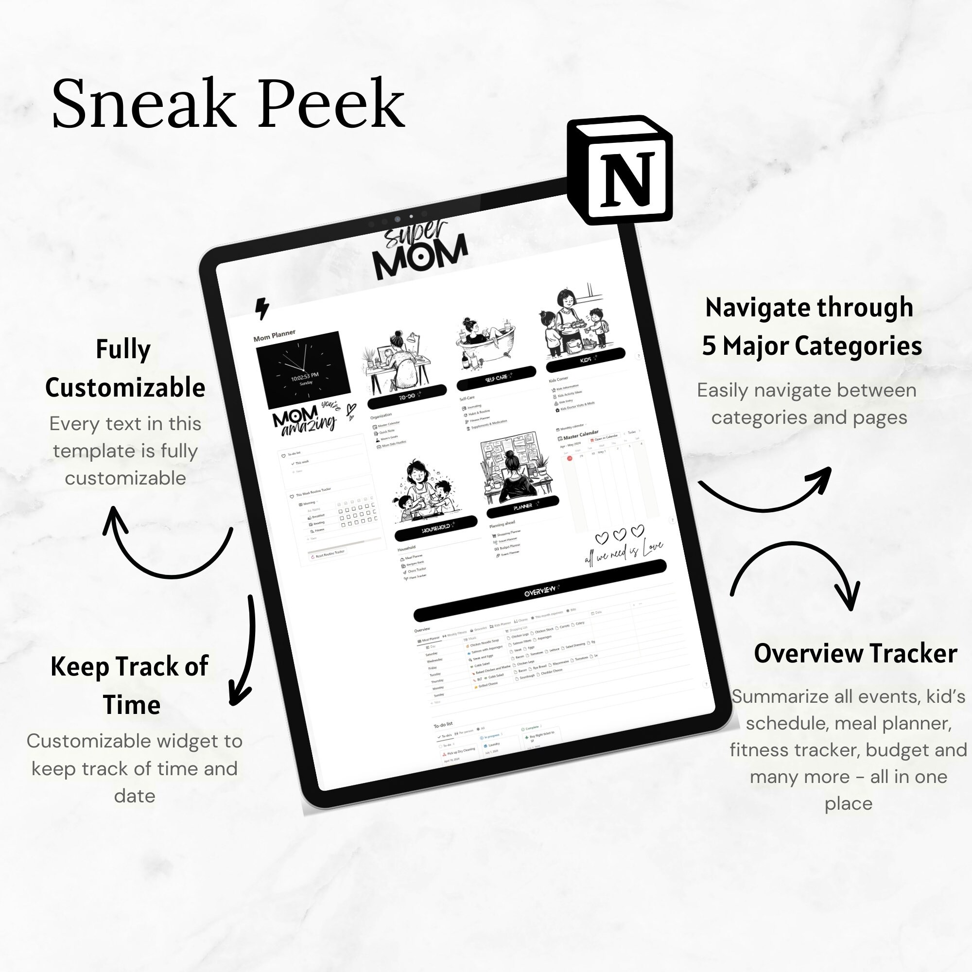 MOM Planner Notion Template, Family Notion Template, Habit Tracker, Mom ...