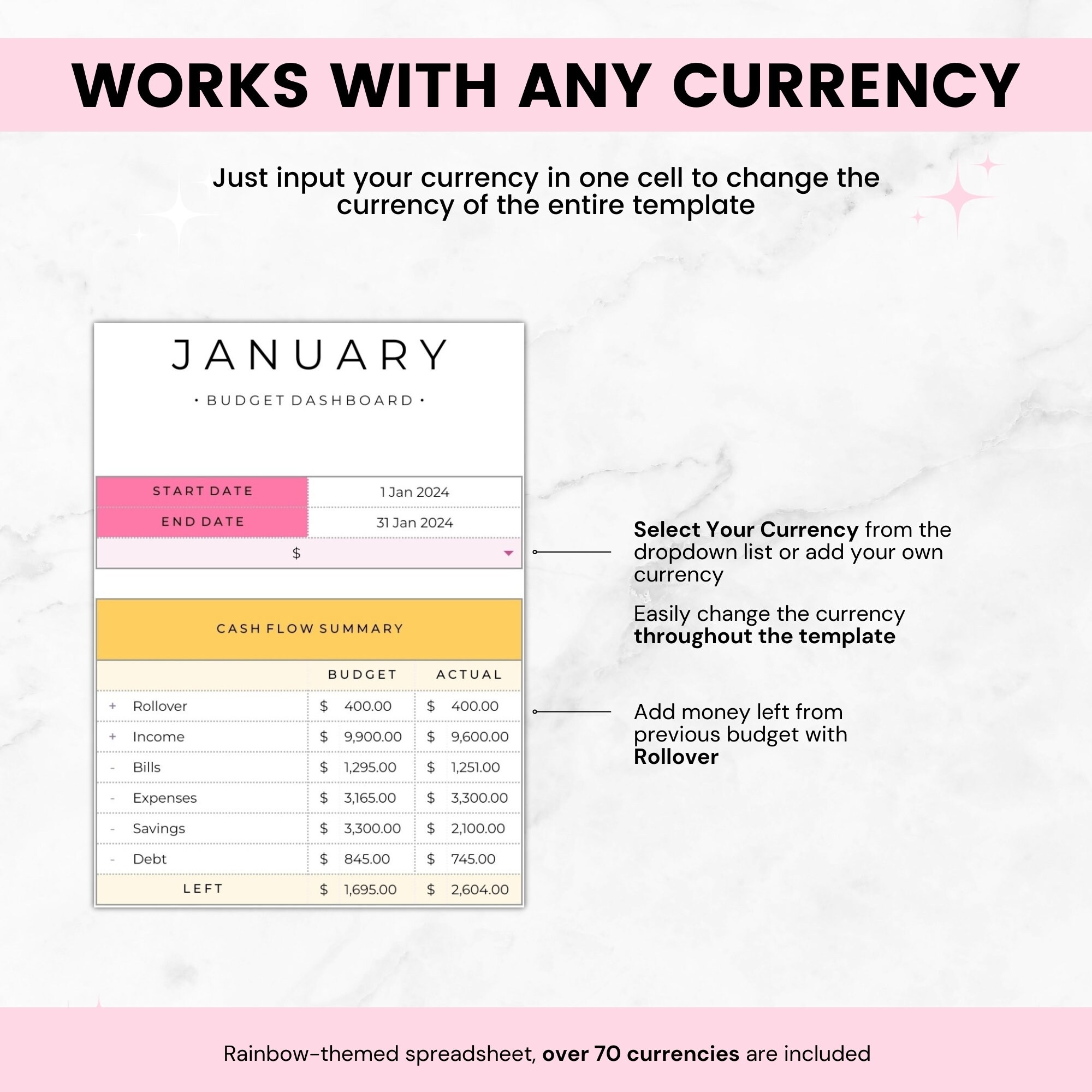 Budget Planner Google Sheet Monthly Budget Spreadsheet, Paycheck Budget ...