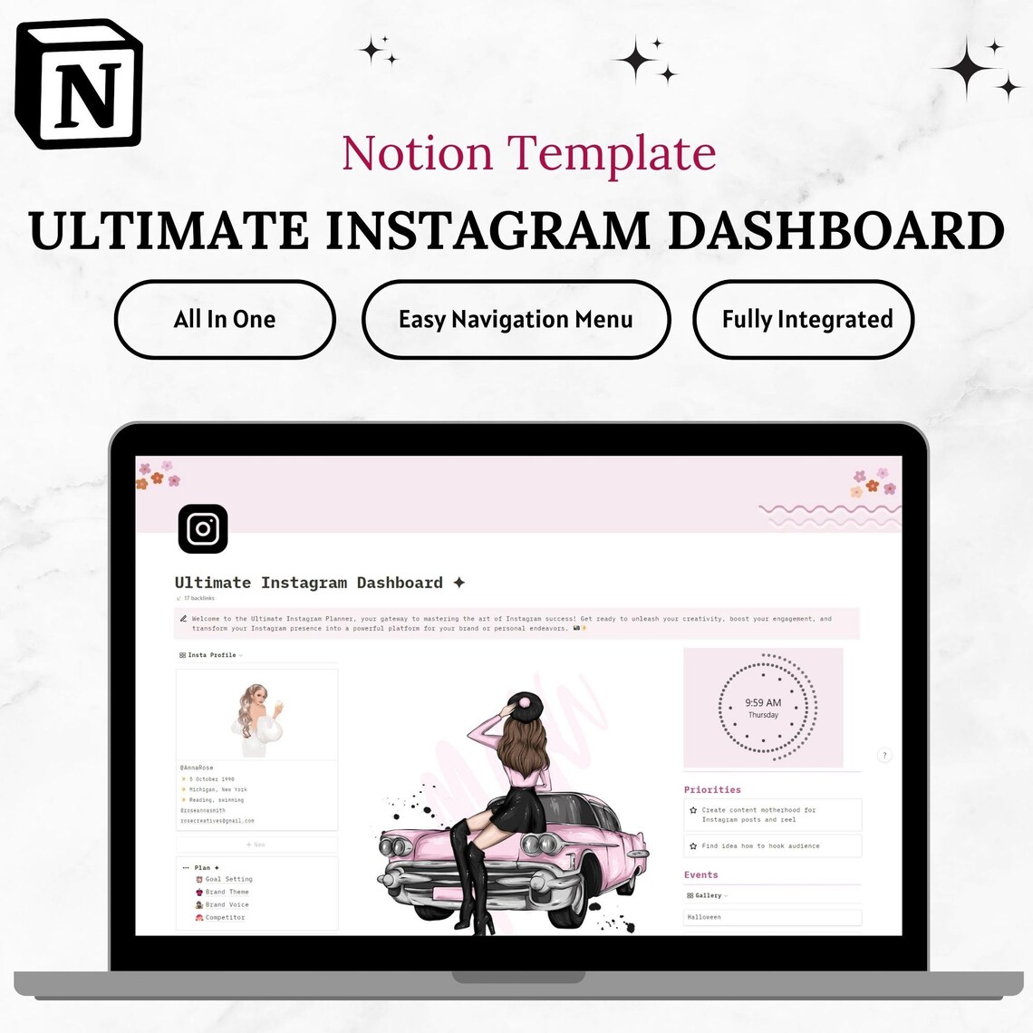 Notion Template Ultimate Instagram Planner Social Media Content ...