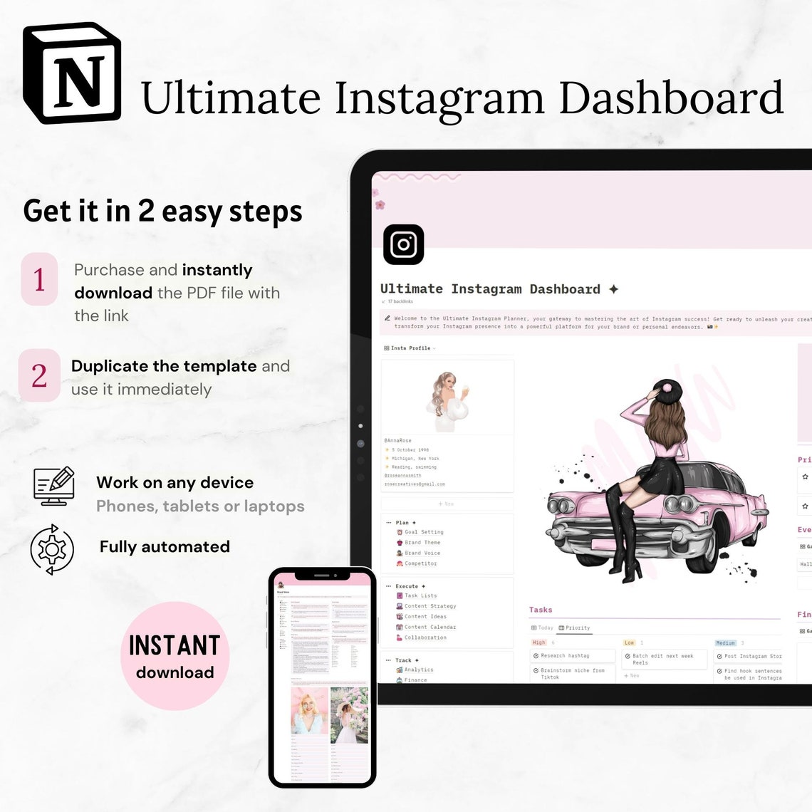 Notion Template Ultimate Instagram Planner Social Media Content ...
