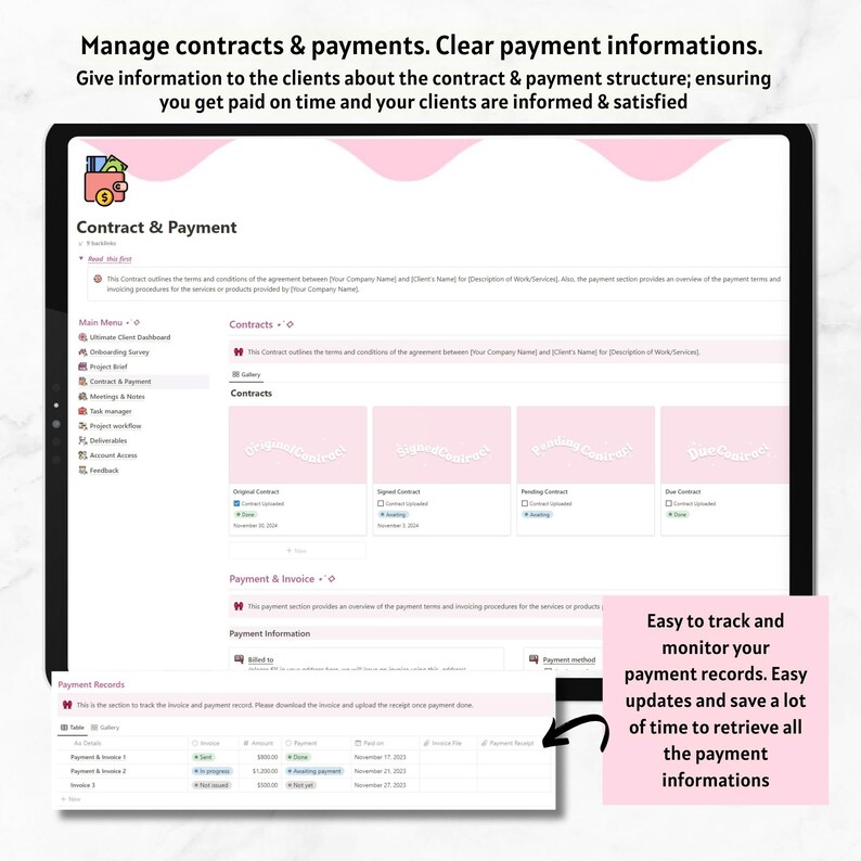 Notion Template Client Portal, Client Dashboard Project Tracker, Client Onboarding, Notion ...