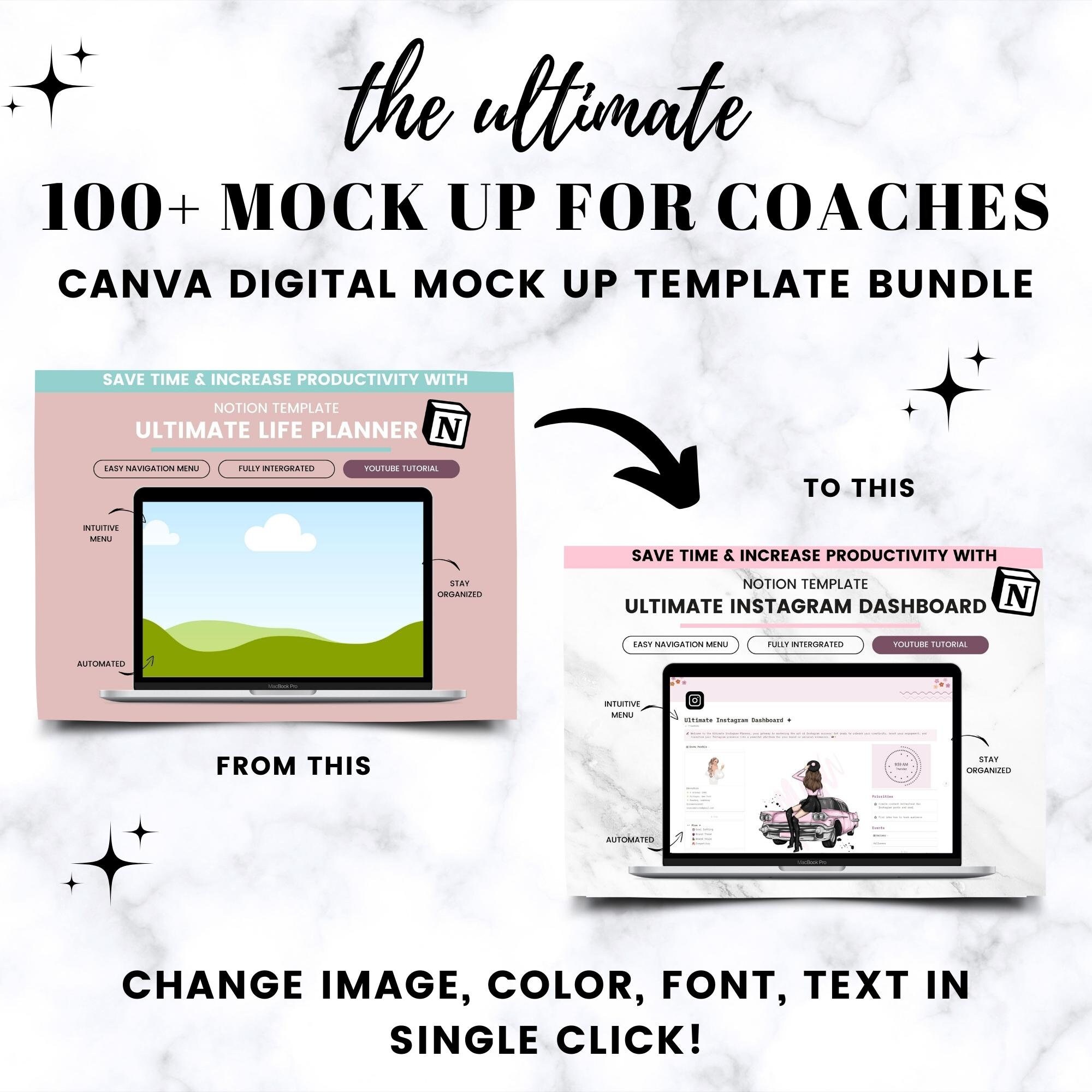 100 Mockup Canva Template for Coaches, Course Creator Mockup, Digital ...