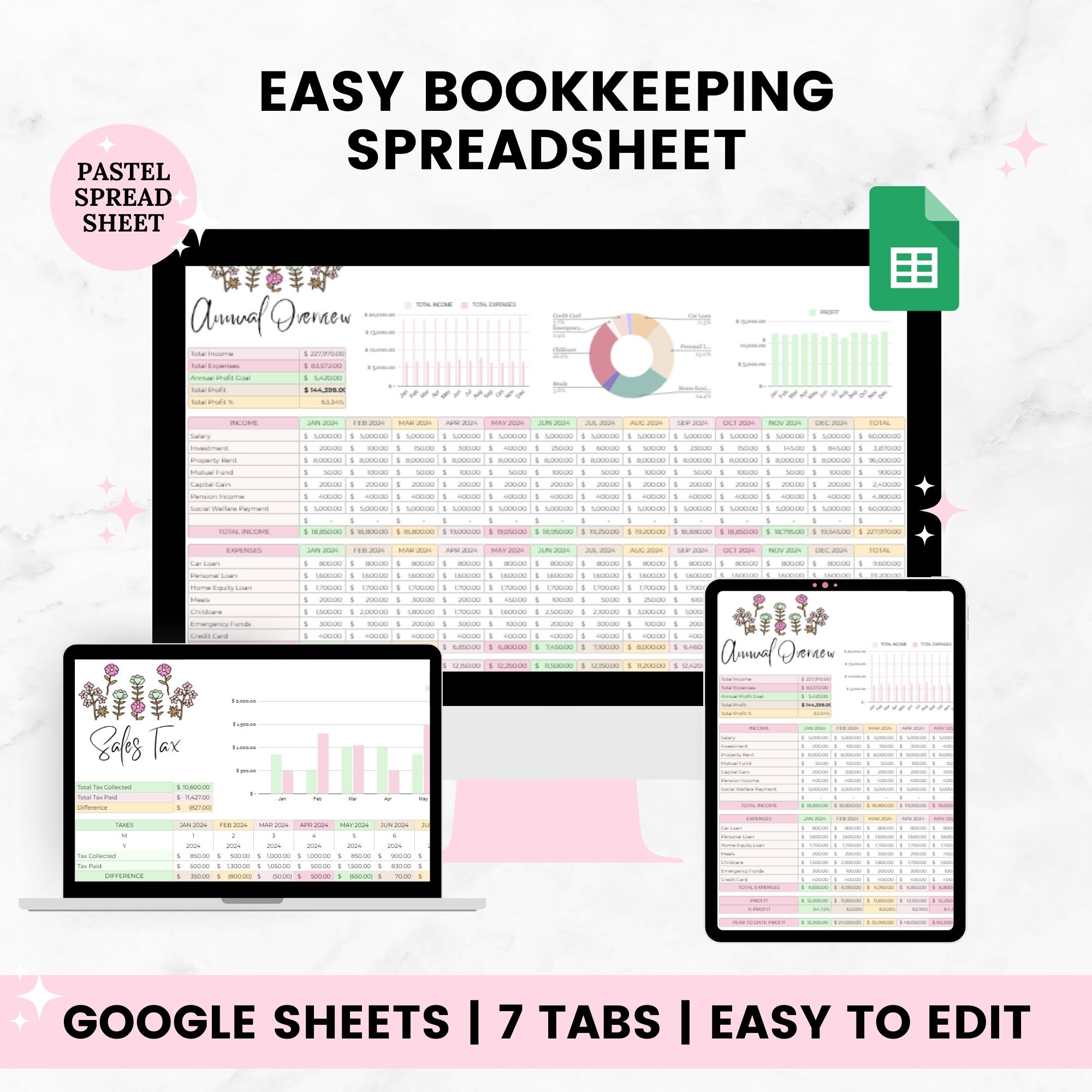 Small Business Bookkeeping Spreadsheet for Coaches, Income and Expense ...