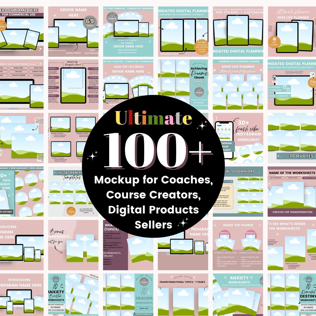 100+ Mockup Canva Template for Coaches, Course Creator Mockup, Digital ...