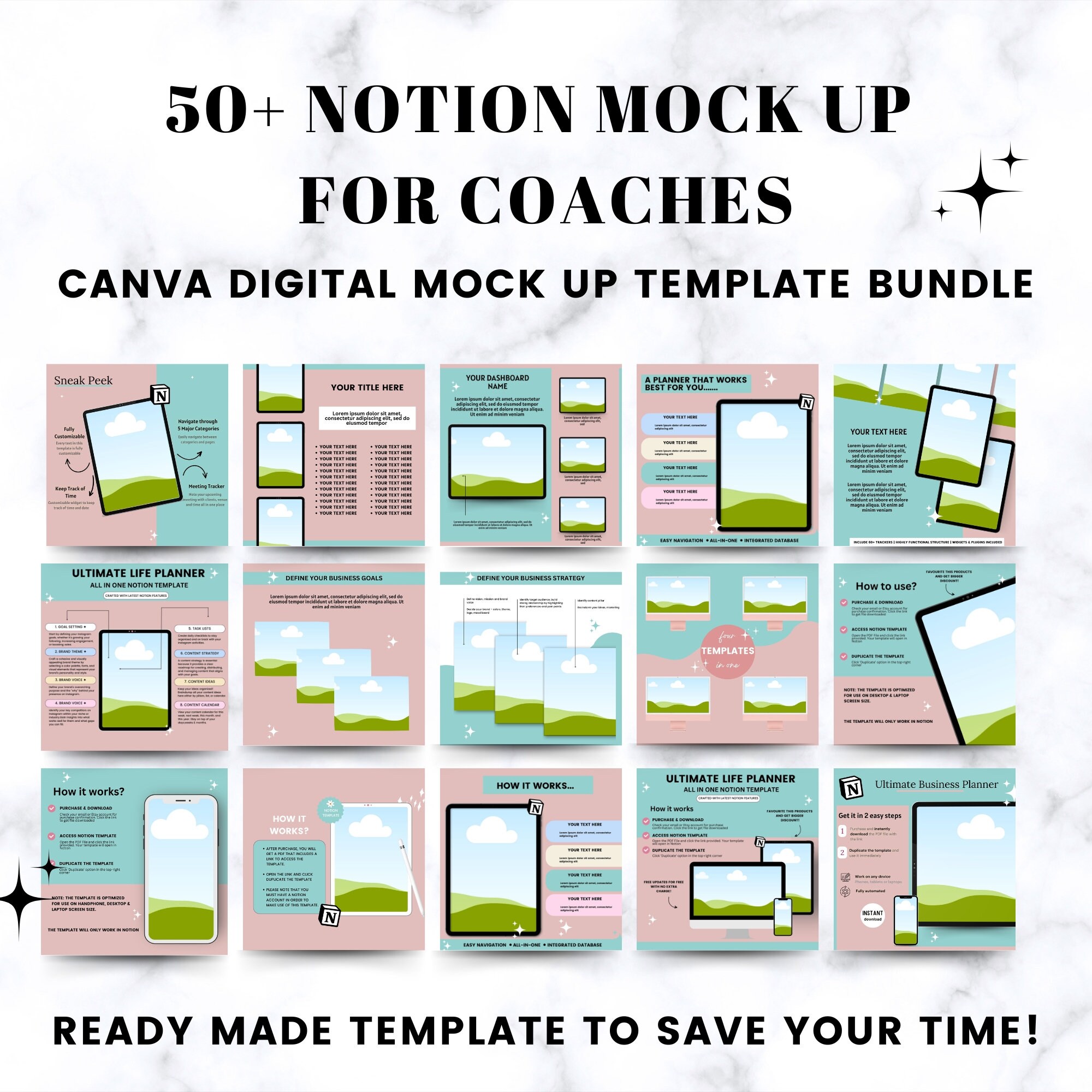 50+ Notion Mockup Canva Template for Coaches, Course Creator Mockup ...