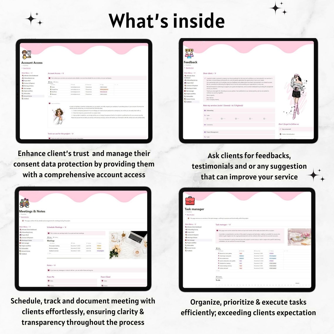 Notion Template Client Portal, Client Dashboard Project Tracker, Client Onboarding, Notion ...