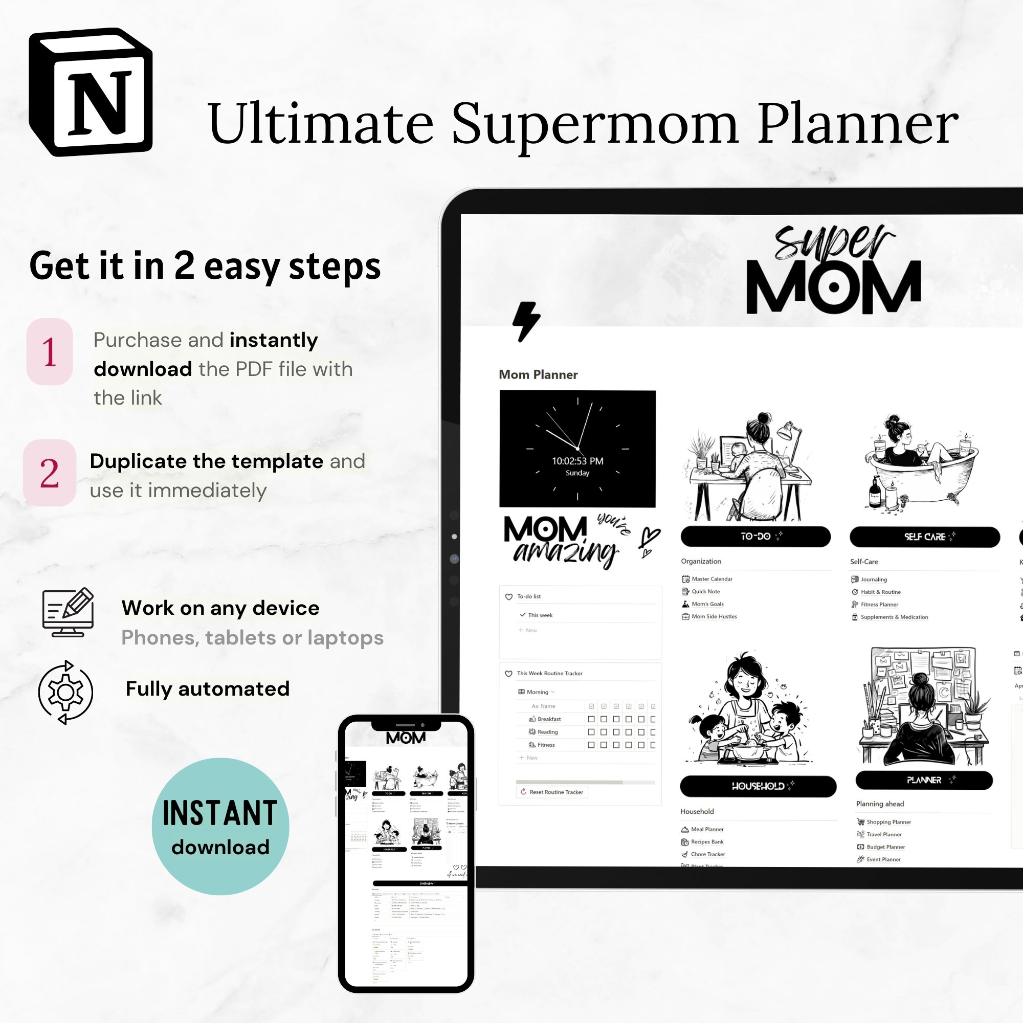 MOM Planner Notion Template, Family Notion Template, Habit Tracker, Mom ...