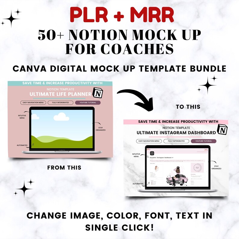 50 Notion Mockup Canva Template for Coaches, Course Creator Mockup ...